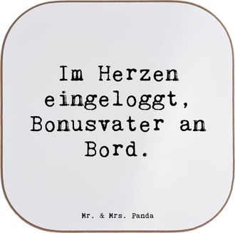 Mr. & Mrs. Panda Untersetzer Gl&auml;ser Spruch Bonusvater Herz - Geschenk, Tischuntersetzer, Stiefvater, Grill, Elternteil, gl&auml;seruntersetzer, Vertrauter, emotionale Bindu