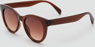 Mango Lunettes de soleil monture ronde marron - Femme - Taille unique - MANGO