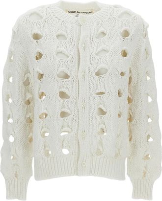 Comme Des Gar&ccedil;ons Femme, Pulls, Blanc, Taille: 40 FR Cardigan traforato