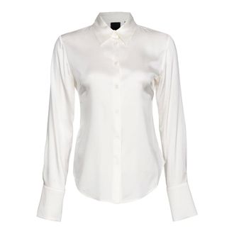 Pinko Pinko, Femme, Blouses et Chemises, Blanc, Taille: 36 FR Fitted Satin Shirt