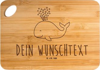Mr. & Mrs. Panda Holzbrett Mit Gravur Wal Konfetti - Personalisierte Geschenke, personalisiert, Brotzeitbrett graviert, Meer, Holzschneidebrett, Schneidebrett personal