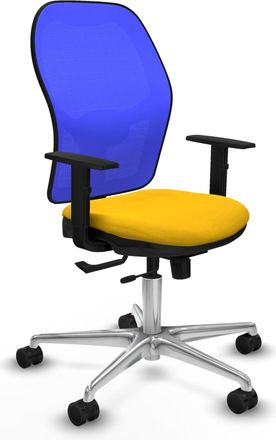 Piqueras y Crespo Jorquera B&uuml;rostuhl mit 1D-Armlehnen, ausgestattet mit Syncro/Traslack und injiziertem Schaumstoff, mit Rollen von 65 mm, Nylon, Blau/Gelb