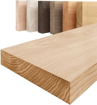 Lamofootwear Manufaktur &Eacute;tag&egrave;re Bois Massif sans pi&egrave;ces de Fixation | &Eacute;tag&egrave;re 160 cm Largeur pour Salle de Bain, Couloir, Cuisine | Couleur: Naturel, Bord: Droit |