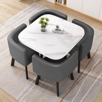 Generic 5-teiliges rundes Konferenztisch-Set, 1 Tisch und 4 St&uuml;hle, K&uuml;chentisch, Fr&uuml;hst&uuml;cksbar-Set, runder Tisch und St&uuml;hle f&uuml;r Esszimmer, K&uuml;che