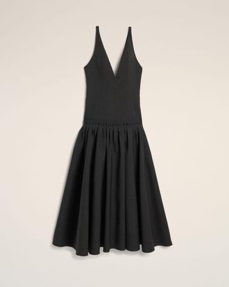 Ami Ami Paris - Robe longue grise taille basse en laine Gris Carbone - Taille : 34 - pour Femme