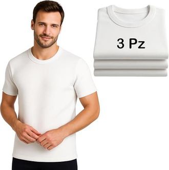 Generico Liabel Lot de 3 ou 6 maillots thermiques pour homme 100 % coton chaud Interlock - sous-v&ecirc;tements dhiver doux et respirants - Maillot &agrave; manches courtes