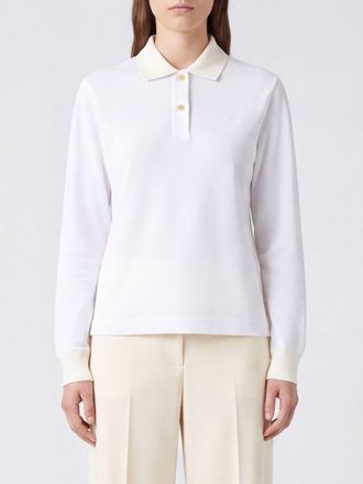 Jil Sander Polo &agrave; manches longues en coton avec bordures et col contrastants