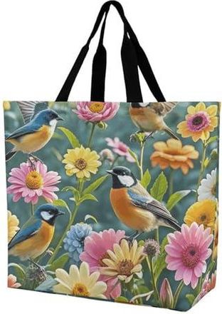 Generic Jardin Avec Oiseaux Et Fleurs Sac Cabas D&eacute;contract&eacute; Sacs Imperm&eacute;able Sac A Main Femmes Pour Travail Shopping Quotidienne