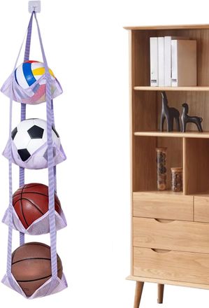 Generic Ballregal,Gro&szlig;es Fassungsverm&ouml;gen Platzsparendes Netz - Vertikale Basketball Aufbewahrung F&uuml;r Sportb&auml;lle - F&uuml;r Basketball Volleyball Pl&uuml;schtiere Wohnz