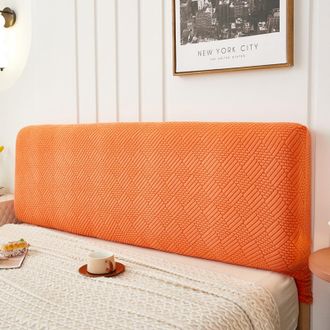 Generic Dehnbarer Kopfteilbezug Doppelbett Queen Bett California King Bett Staubdichter Schutz f&uuml;r Schlafzimmerdekoration Orange 190-210cm/75-82.6in
