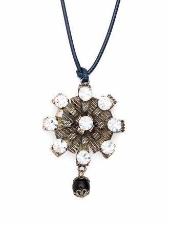 Dior collier à pendentif strassé (années 1980) - Argent