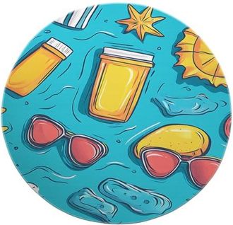 Generic Dessin anim&eacute; color&eacute; Tapis Tasses dEau et &eacute;toiles, Fruits et Lunettes de Soleil, Tapis Ronds lavables en Machine pour Chambre, Porche et Salle de Jeux 