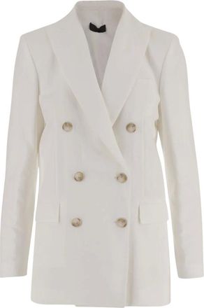 F.it Femme, Vestes, Blanc, Taille: 48 FR Veste crois&eacute;e en viscose et lin