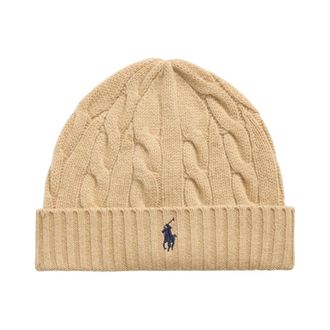 Polo Ralph Lauren Bonnet en laine et cachemire torsad&eacute; - Homme - Accessoires - Beige - Taille: ONE Size