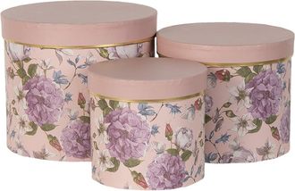 Clayre & Eef Hutschachtel (Set 3 Stück) Ø 20x17 / Ø 17x15 / Ø 14x13 cm rosa 64742
