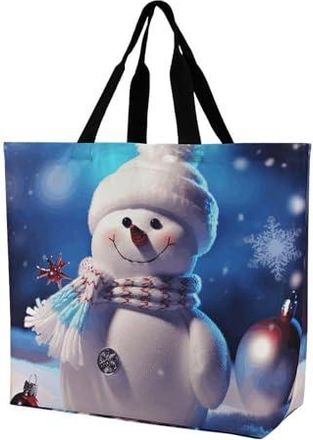 Generic Joyeux No&euml;l, Bonhomme De Neige Sac &Agrave; Bandouli&egrave;re Pliable Tote Bag D&eacute;contract&eacute; Sac Fourre Tout Pour Universit&eacute; Plage Travail