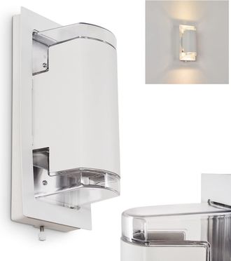 HOFSTEIN Außenwandleuchte Nabawa, Außenleuchte aus Metall/Kunststoff in Weiß/Klar, moderne Wandlampe mit tollem Lichteffekt für Terrasse/Eingangsbereich, Up&Do