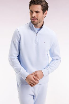 Eden Park Sweatshirt &Agrave; Col Montant Zipp&eacute; En Molleton Coton Ciel