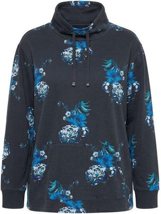 Ulla Popken Sweatshirt Sweater Bl&uuml;ten A-Linie Stehkragen Langarm