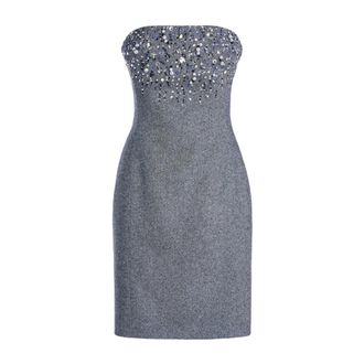 Genny Tr&auml;gerloses Lurex-Fischgr&auml;tkleid - - Dresses - Damen - Blau - XS