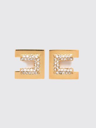 Elisabetta Franchi Ohrringe aus Messing und Glas mit Logo und Kristallen