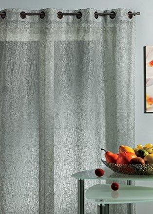 HOME MAISON com hm69807641 Vorhang Organza bestickt Polyester Grau 140 x 240 cm
