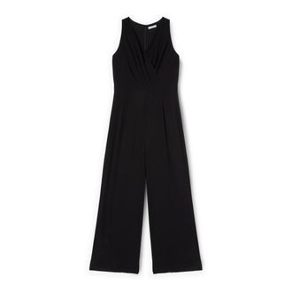 Motivi Langer Viskose-Jumpsuit mit Crossover-Ausschnitt - - Jumpsuits & Playsuits - Damen - Schwarzk - S