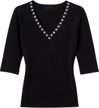 Twinset Femme, Pulls, Noir, Taille: 36 FR Maille Actitude Col V