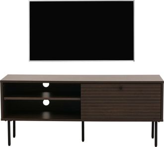 Mendler TV-Rack HWC-N78, Lowboard TV-Schrank, skandinavischer Stil Metall Holz Melamin MVG 50x120x40cm - Dunkelbraun