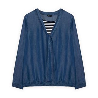 Fiorella Rubino Tencel-Bluse mit Bindedetail - - Blouses & Shirts - Damen - Blau - XL