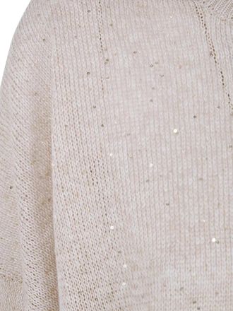 Brunello Cucinelli Sequin-Embellished Sweater - Beige