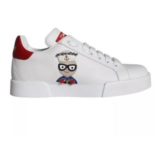 Dolce & Gabbana Logo Low-Top Sneakers in Wei&szlig;/Rot - - Shoes - Damen - Wei&szlig; - 35 EU