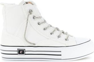 Cafènoir Baskets Mi-Hautes en Toile avec Lacets Strass, pour Femme, Couleur Blanc, Taille 40