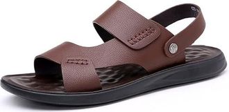 Generic Sandales confortables for hommes en similicuir à bout ouvert, sandales de plage résistantes à leau for lextérieur(marron,45 EU)