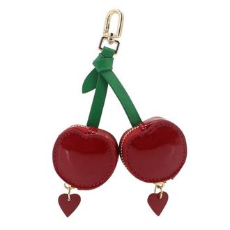 Generic Porte-monnaie en cuir PU, Design cerise, breloque avec fermeture &eacute;clair pour femmes, portefeuilles, sacs &agrave; main (rouge)