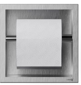 Looox Closed Toilettenpapierhalter Einbau Quadrant Edelstahl geb&uuml;rstet