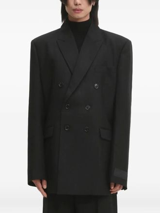 VETEMENTS blazer crois&eacute; &agrave; fines rayures - Noir
