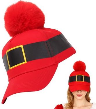 Generic Casquette de baseball de No&euml;l rouge - Chapeau de P&egrave;re No&euml;l r&eacute;glable | Couvre-chef festif unisexe pour lhiver en plein air | pour les f&ecirc;tes costum&eacute;es, 