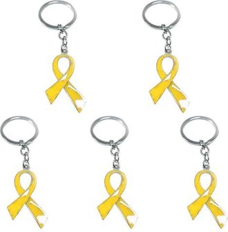 Generic Lot de 5 porte-cl&eacute;s comm&eacute;moratifs en forme de noeud en ruban rouge, jaune, 10X3CM