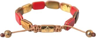 Nialaya Homme, Accessoires, Multicolore, Taille: L CZ Tiger Eye Red Coral 925 Silver Bracelet