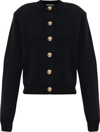 Balmain Femme, Pulls, Noir, Taille: 40 FR Cardigan en laine avec &eacute;paulettes
