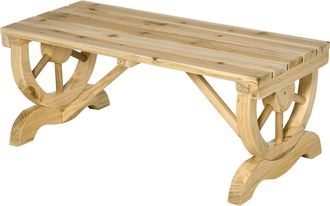 OUTSUNNY Gartenbank Holz Wetterfest Sitzbank Gartenm&ouml;bel Rustikale Bank Natur 98 x 50 x 39,5 cm