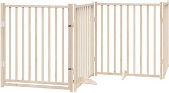 vidaXL Barrière pour chien avec porte pliable 4 panneaux 320 cm Bois massif Sapin vidaXL