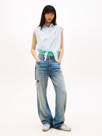 Tommy Jeans Blusentop TJW TIE FRONT POPLIN SHIRT mit Knoten Detail am Saum, reine Baumwolle