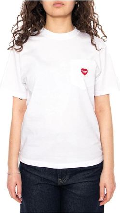 Carhartt Work in Progress Femme, Tops, Blanc, Taille: 40 FR W S/S Pocket Heart T-Shirt