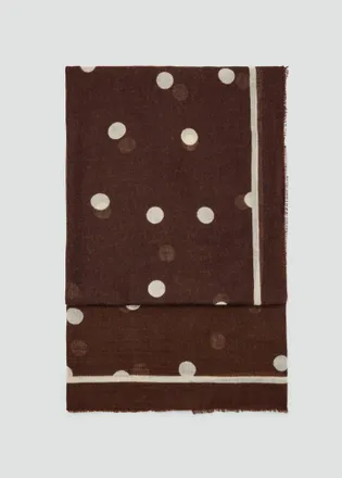 Mango Foulard imprim&eacute; &agrave; finitions effiloch&eacute;es chocolat - Femme - Taille unique - MANGO