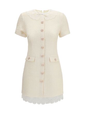 Self Portrait Womens Dress Tailored Mini Cream Polyester