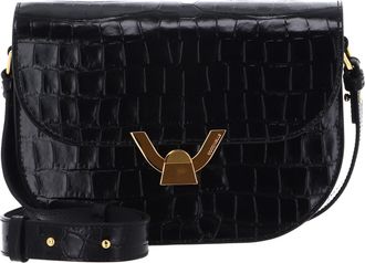 Coccinelle Coccinelle Dew Crossbody Shiny Soft Croco Print Leather Noir