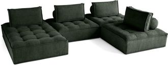 Best Mobilier Bestmobilier - Marisol - canapé panoramique modulable 7 places - velours texturé - vert