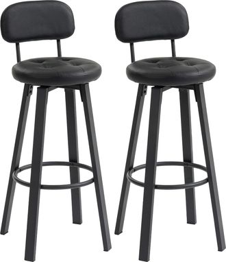HOMCOM Barhocker 2er Set, Drehbar Barst&uuml;hle mit Fu&szlig;st&uuml;tze, R&uuml;ckenlehne, Gepolstert Bistrohocker mit Metallgestell, Tresenhocker aus Kunstleder, 76,5 cm Sitzh